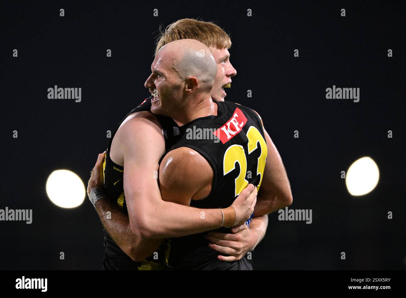 Kamdyn McIntosh of Richmond (right) celebrates with team mates after ...
