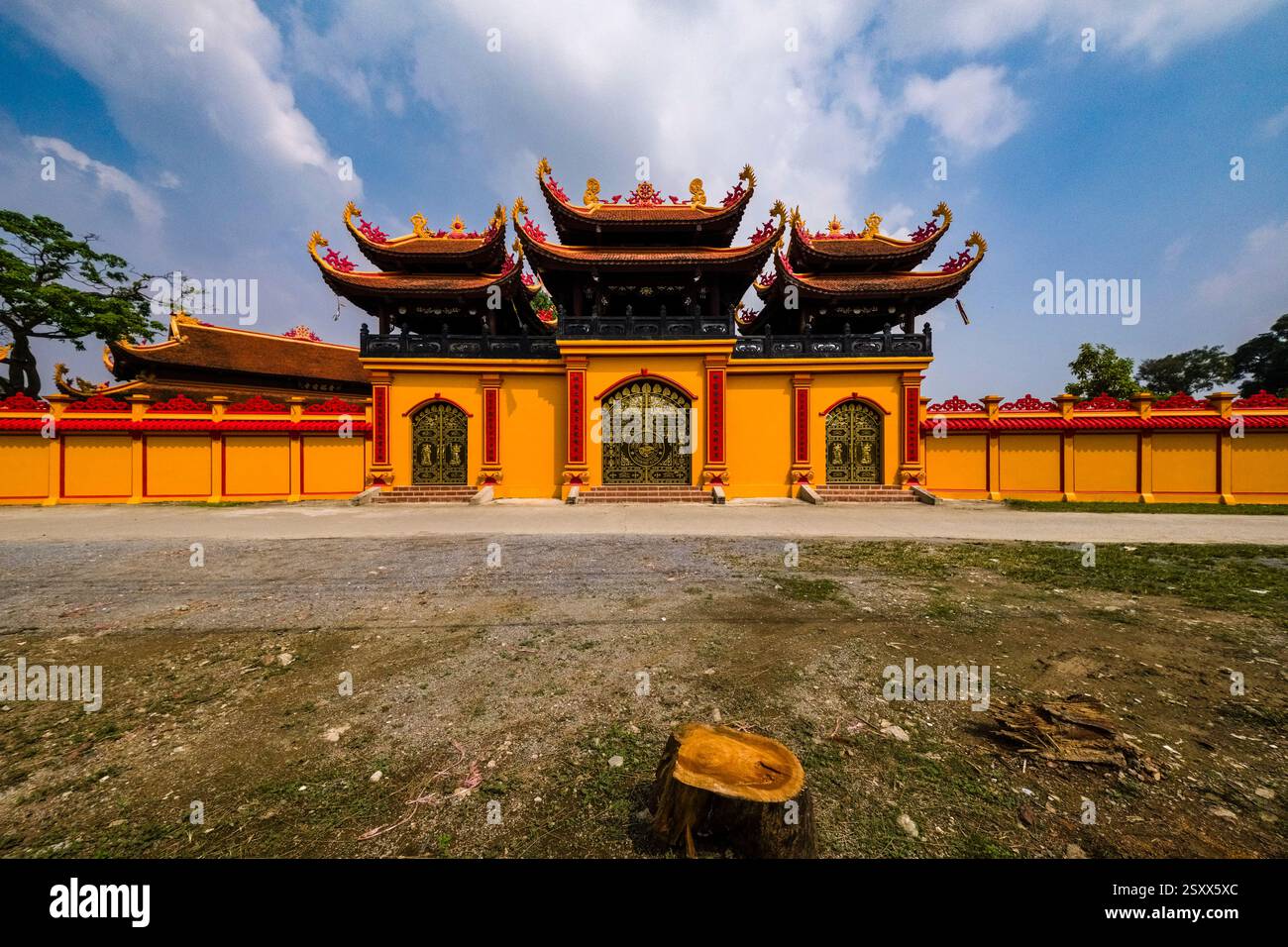 A Buddhist temple on the edge of the incense-stick village of Quang Phu ...