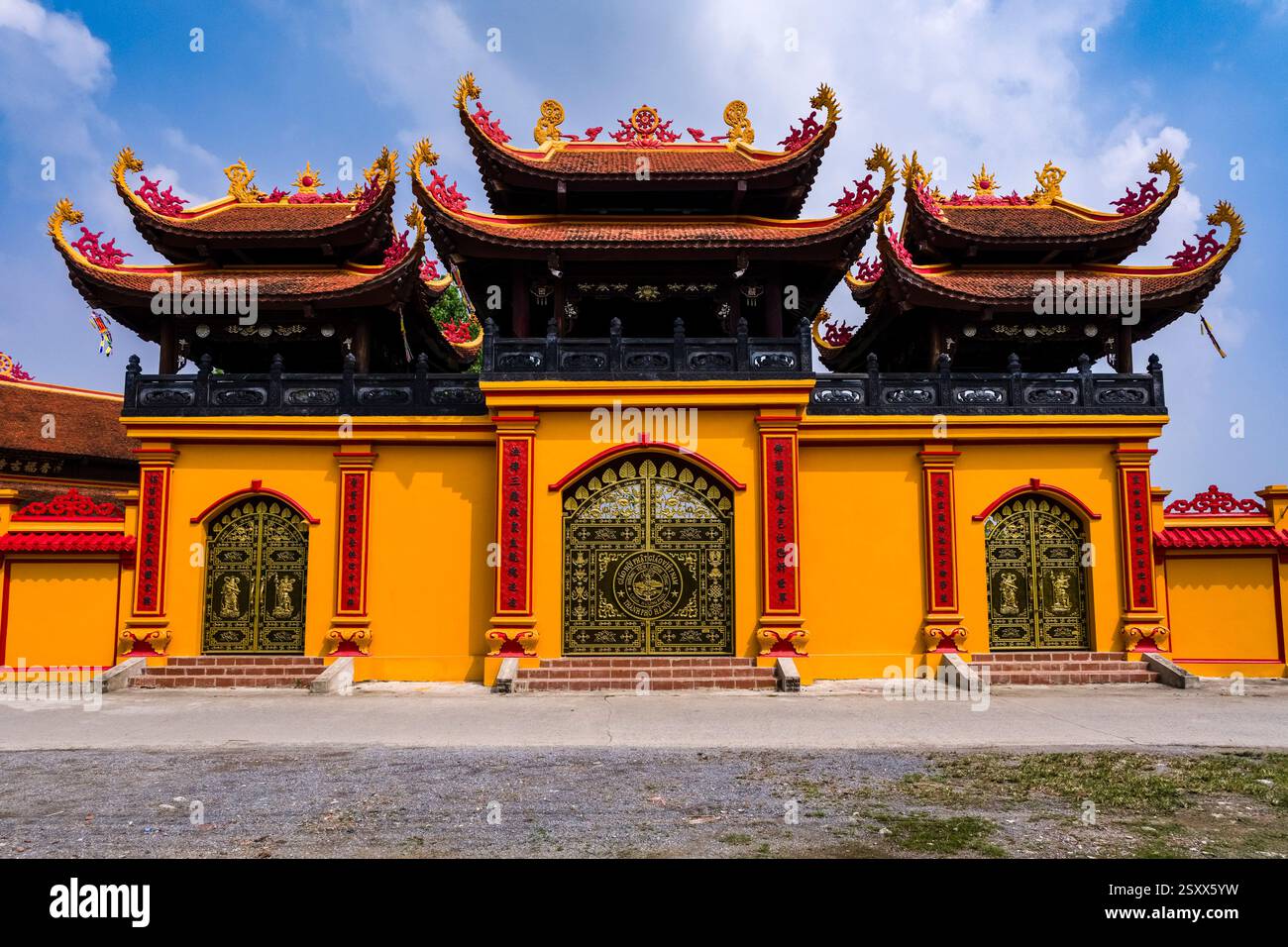 A Buddhist temple on the edge of the incense-stick village of Quang Phu ...