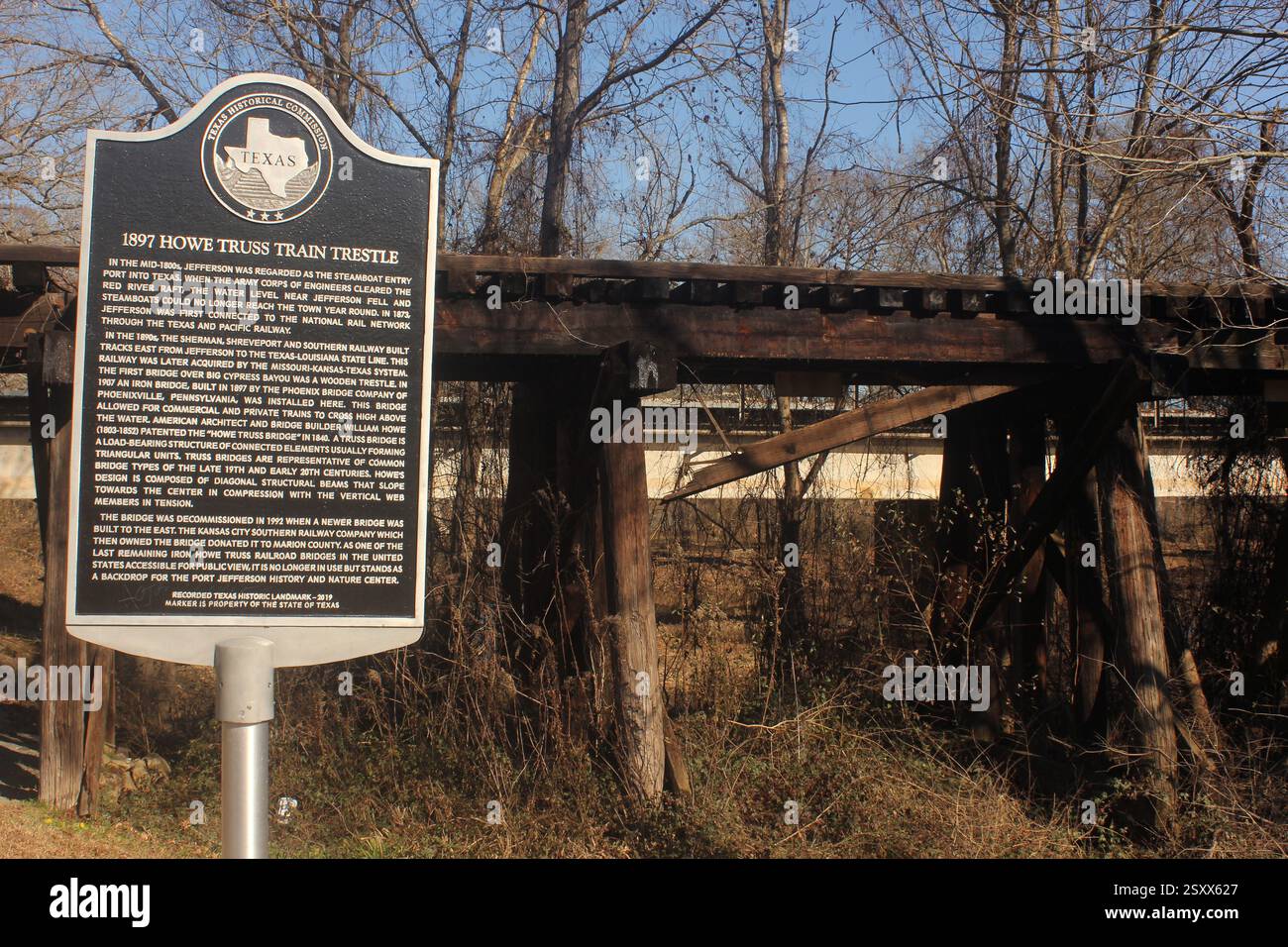Jefferson TX - January 8, 2025: Historical Marker Near River located in ...