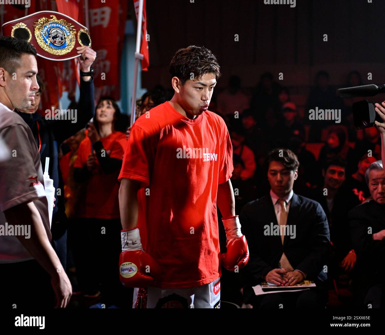 Tokyo, Japan. 1st Feb, 2025. Champion Subaru Murata enters the ring before his WBO Asia Pacific ...