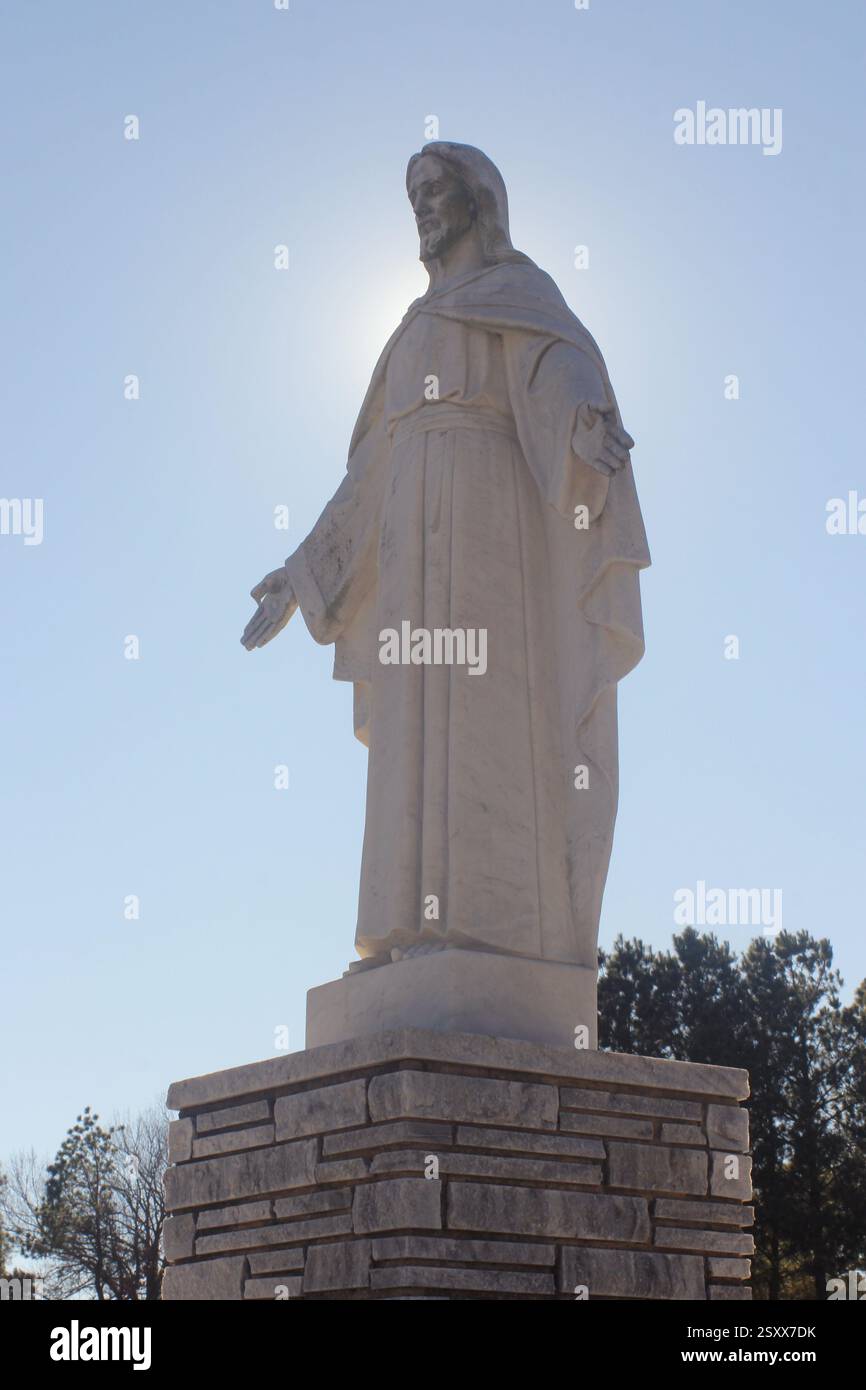 Religious Jesus Statue Near Cemetery Gate in Tyler Texas Stock Photo ...