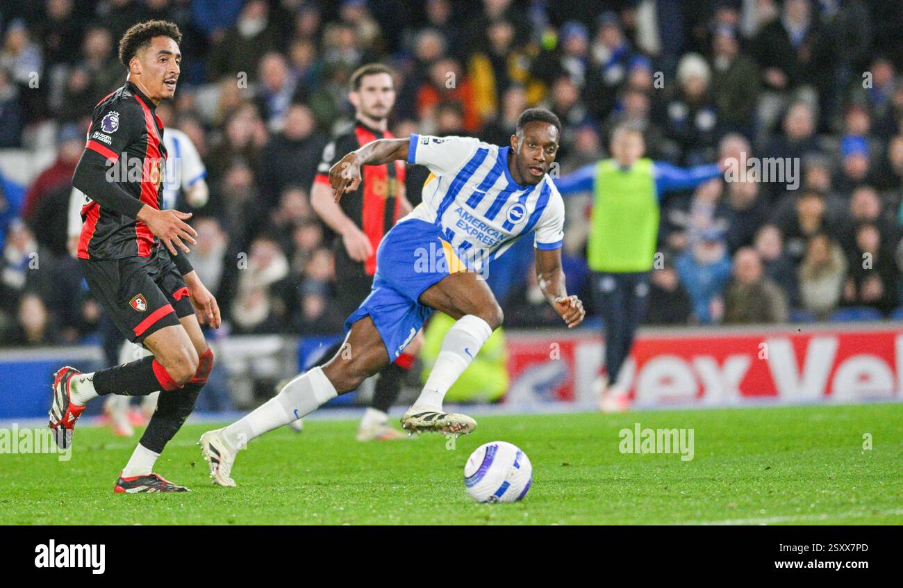 Danny Welbeck of Brighton scores the winning goal during the Premier ...