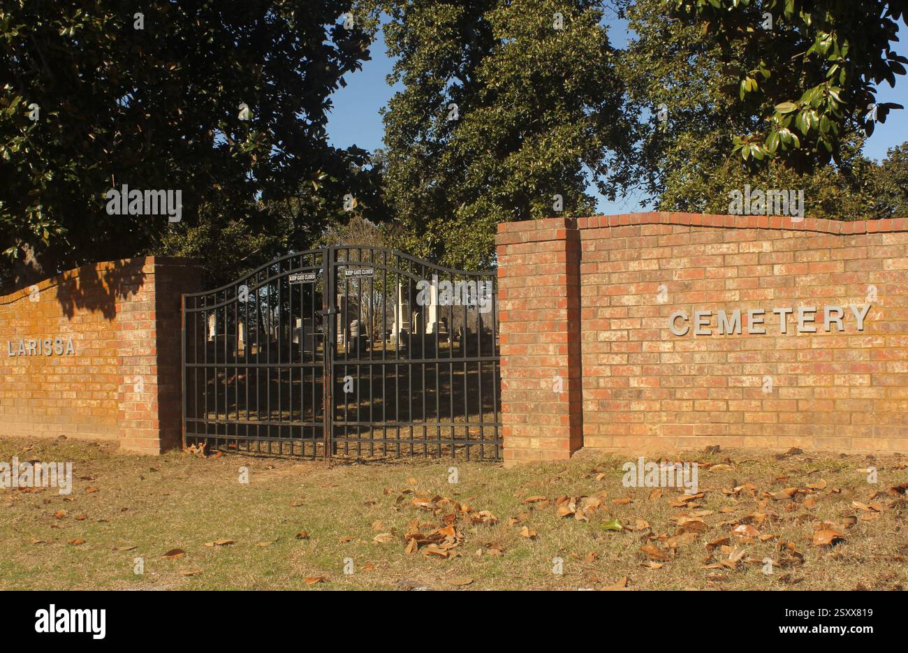 Gate and Sign at Entrance to Historic Larissa Cemetery in Rural East TX ...