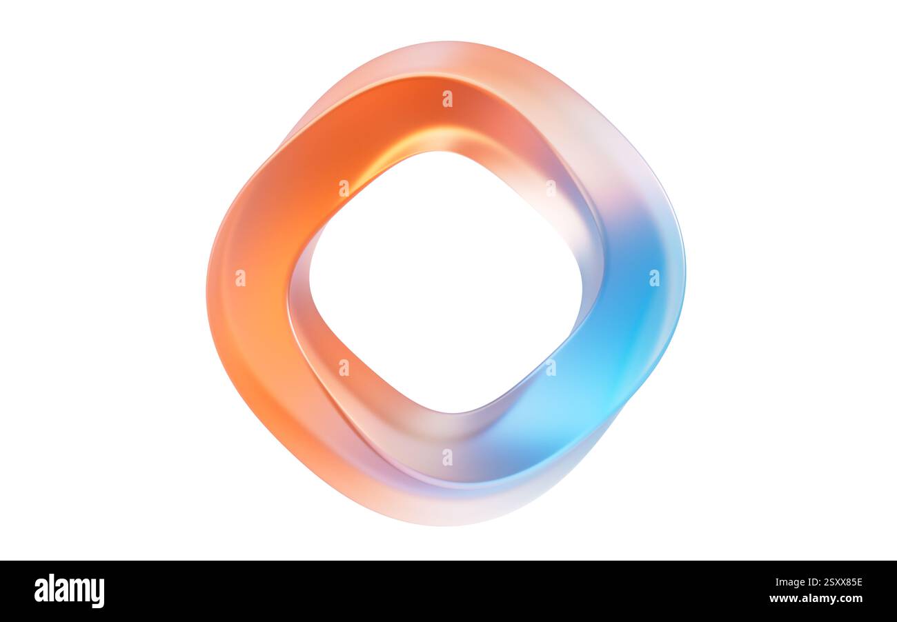 Abstract curve square geometry frame, 3d rendering. 3D illustration ...