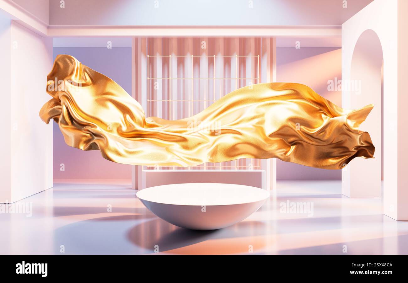 Flowing cloth with creative geometries, 3d rendering. 3D illustration ...