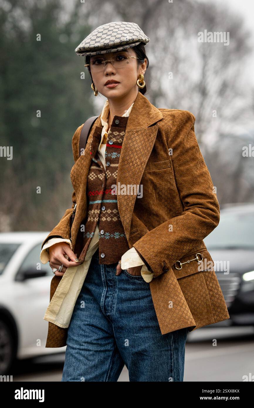 Street Style: Yoyo Cao is seen outside the Gucci fashion show during ...