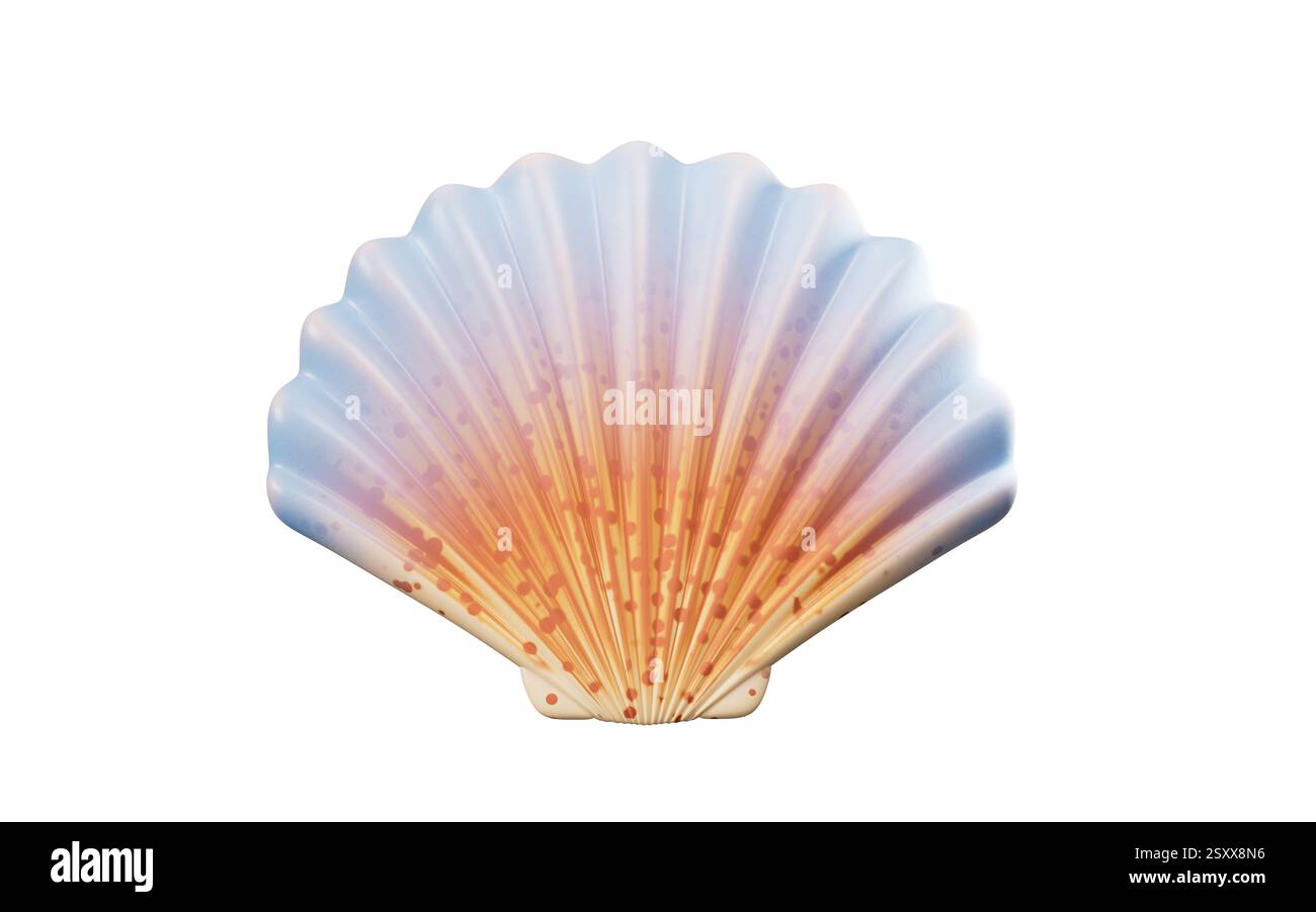 Scallop shell with cartoon style, 3d rendering. 3D illustration Stock ...