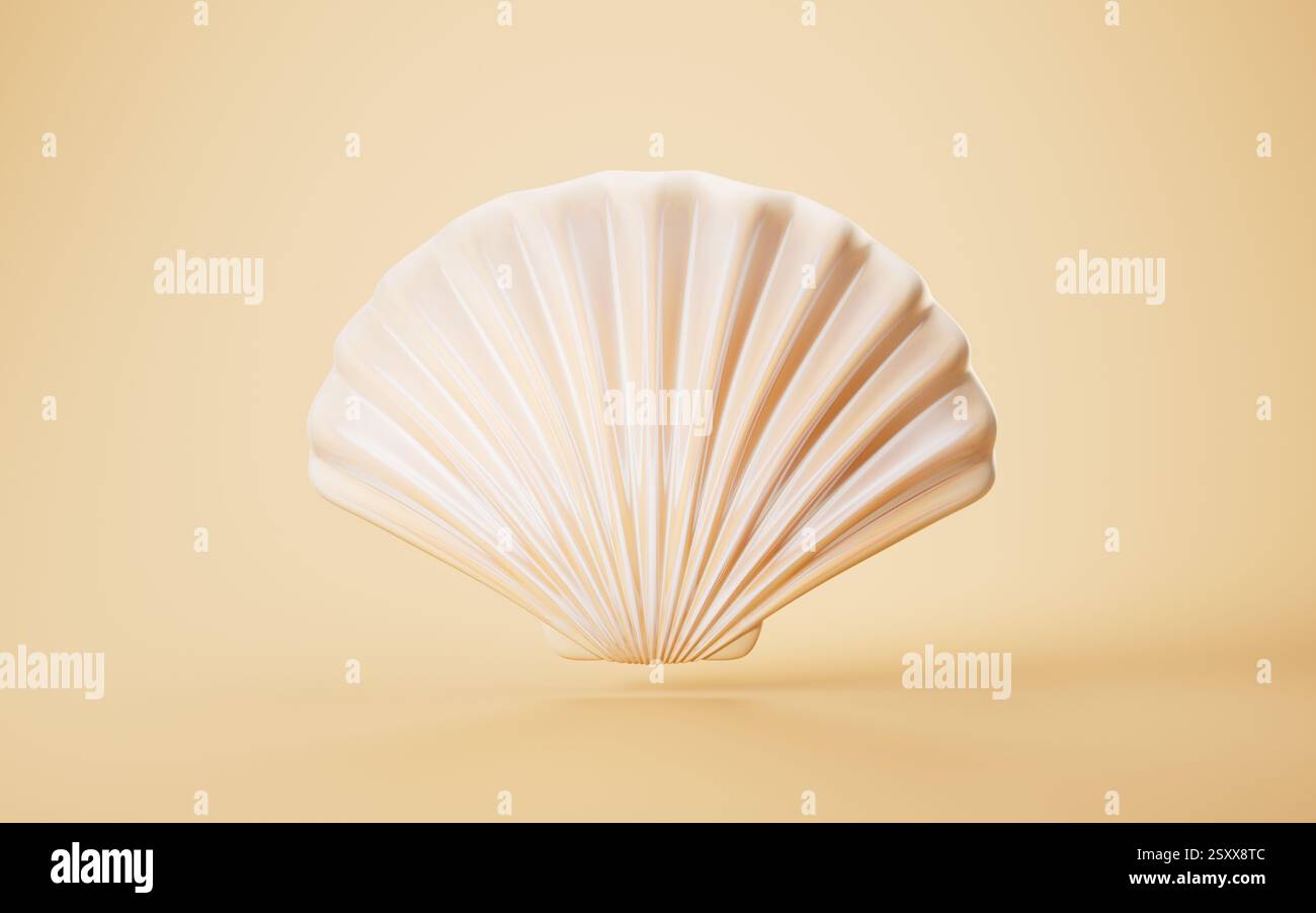 Scallop shell with cartoon style, 3d rendering. 3D illustration Stock ...