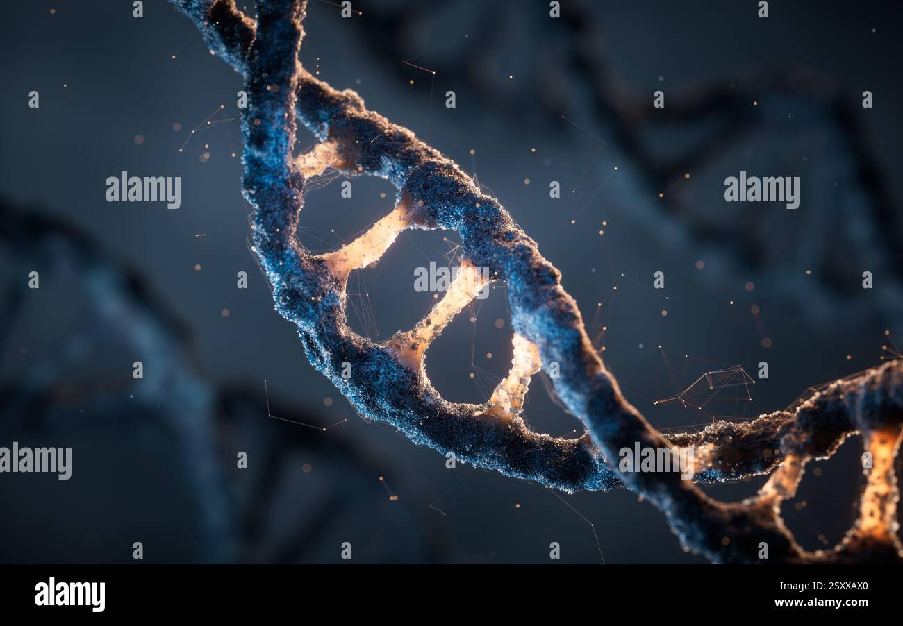 Biological DNA structure with bioengineering concept, 3d rendering. 3D ...