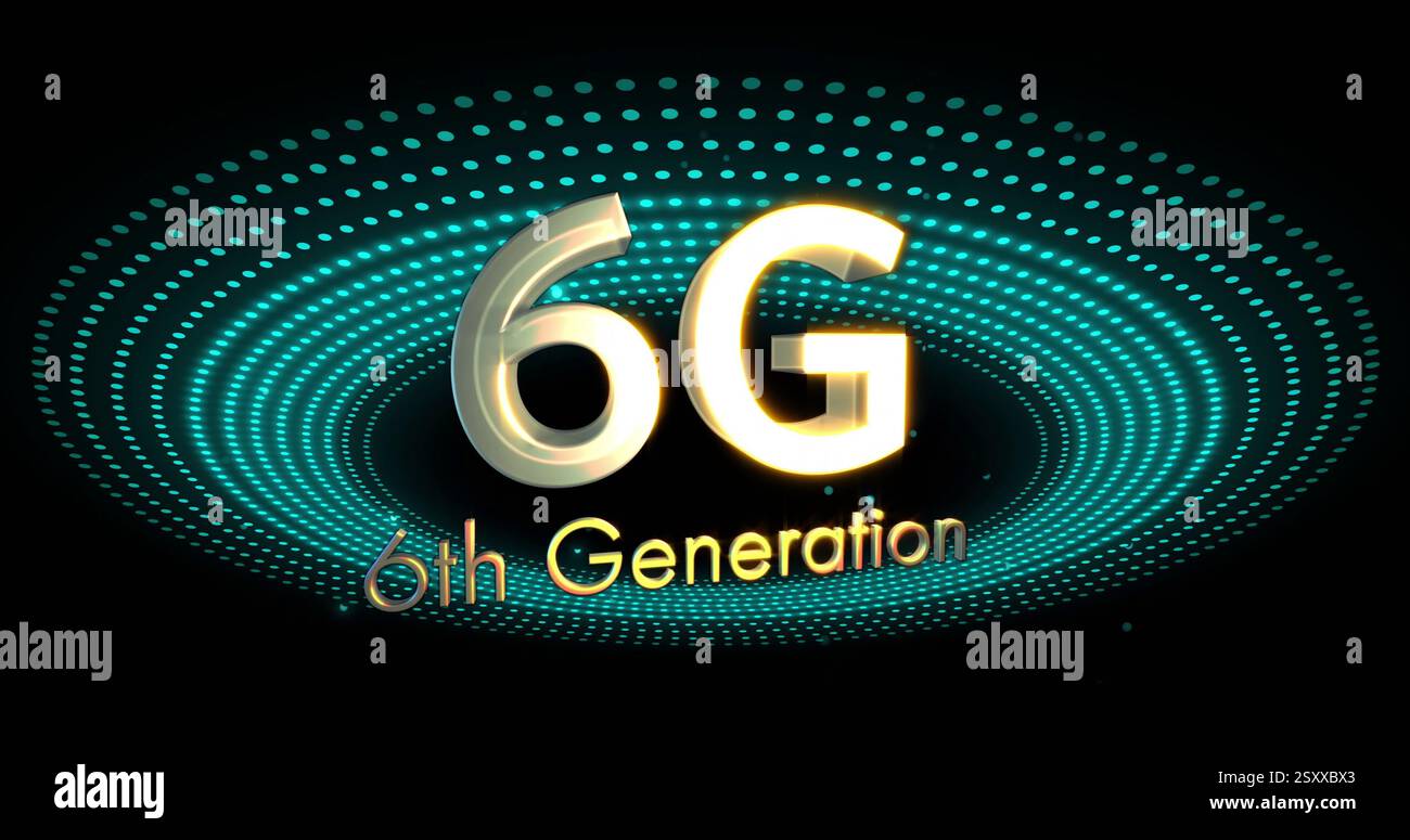Image of 6g 6th generation over light spots on black background Stock ...