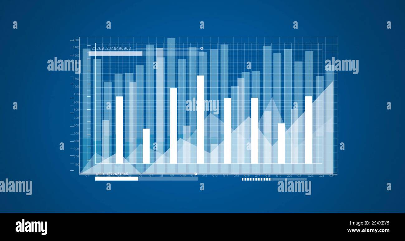 Image of diagram and data processing on blue background Stock Photo - Alamy