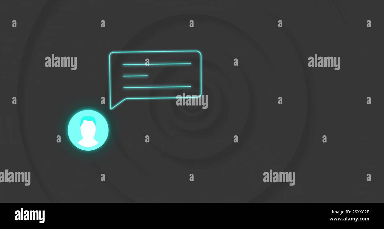 Image of people chat icon and speech bubble over grey background Stock ...