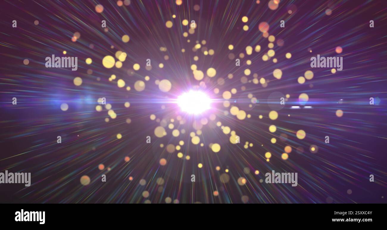 Image of glowing light spots moving over black background Stock Photo ...