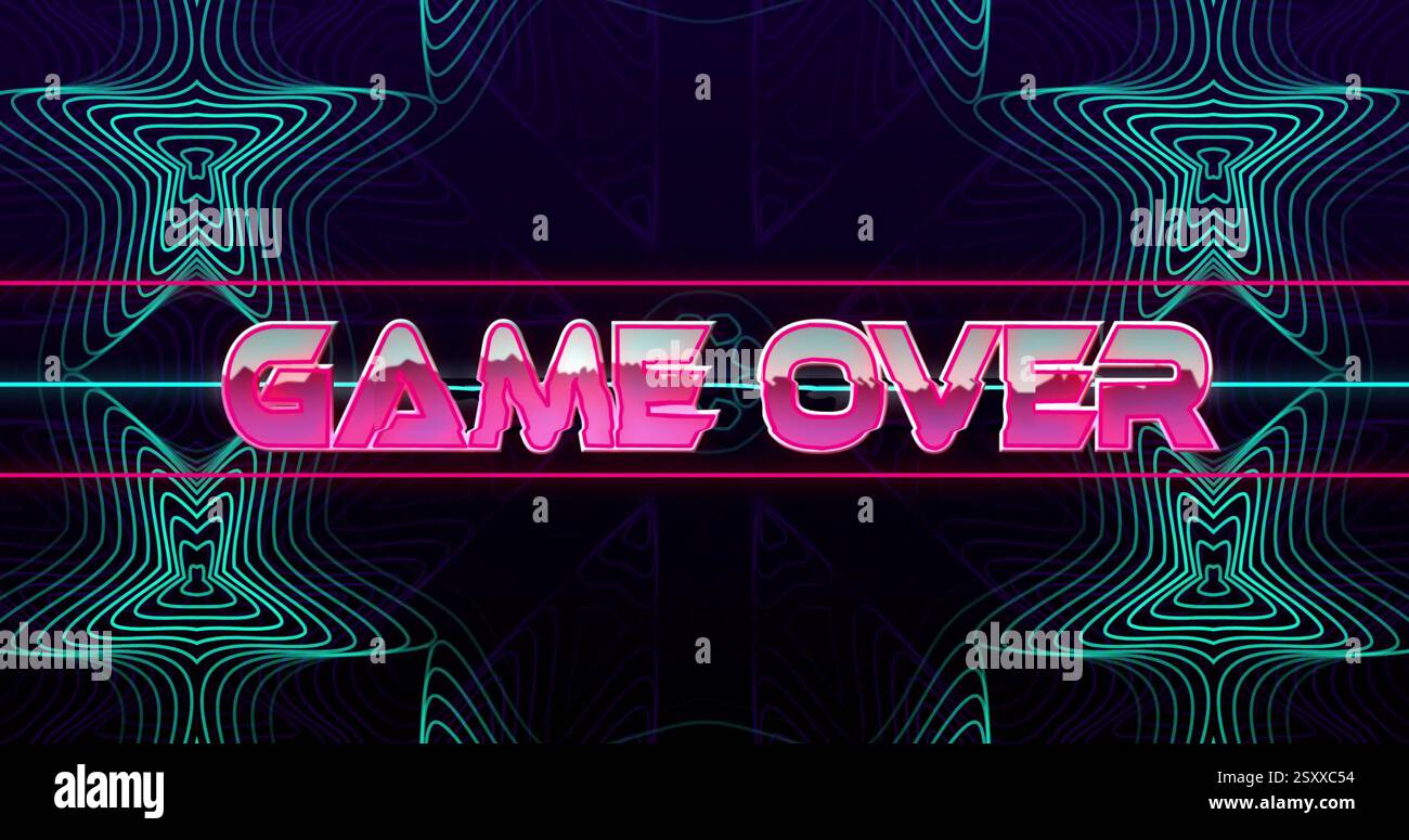Image of game over text over white shapes moving Stock Photo - Alamy