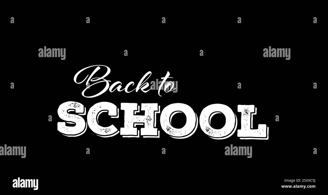 Image of back 2 school text over black background Stock Photo - Alamy