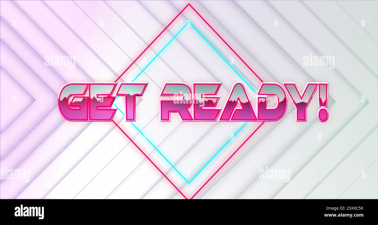 Image of get ready text over white shapes moving Stock Photo - Alamy