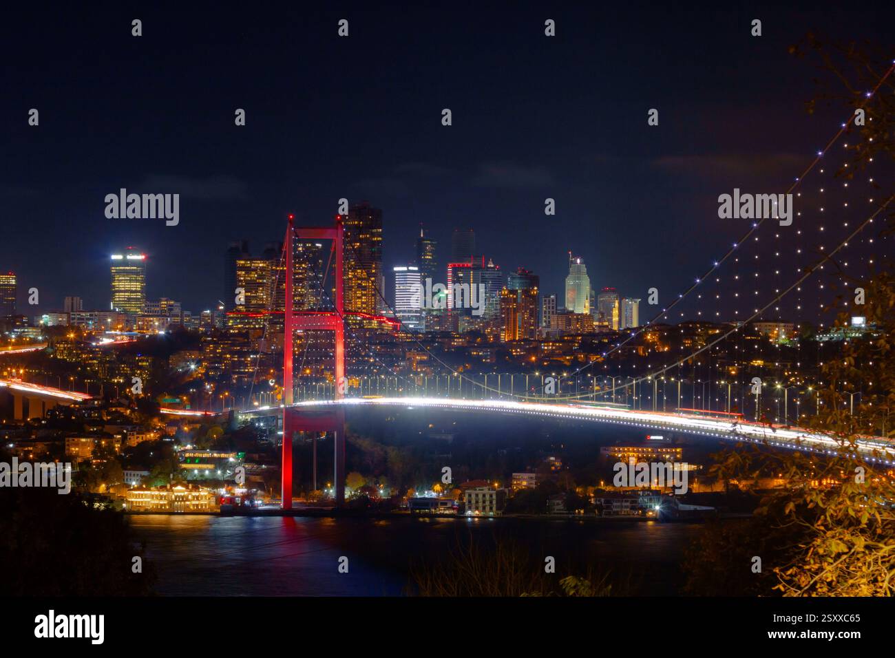 Istanbul background photo. Bosphorus Bridge and Istanbul view at night ...