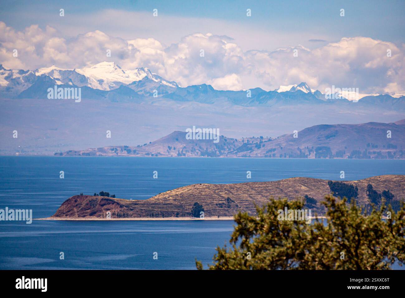 Scenic Landscape of Lake Titicaca with Isla de la Luna and the Majestic ...