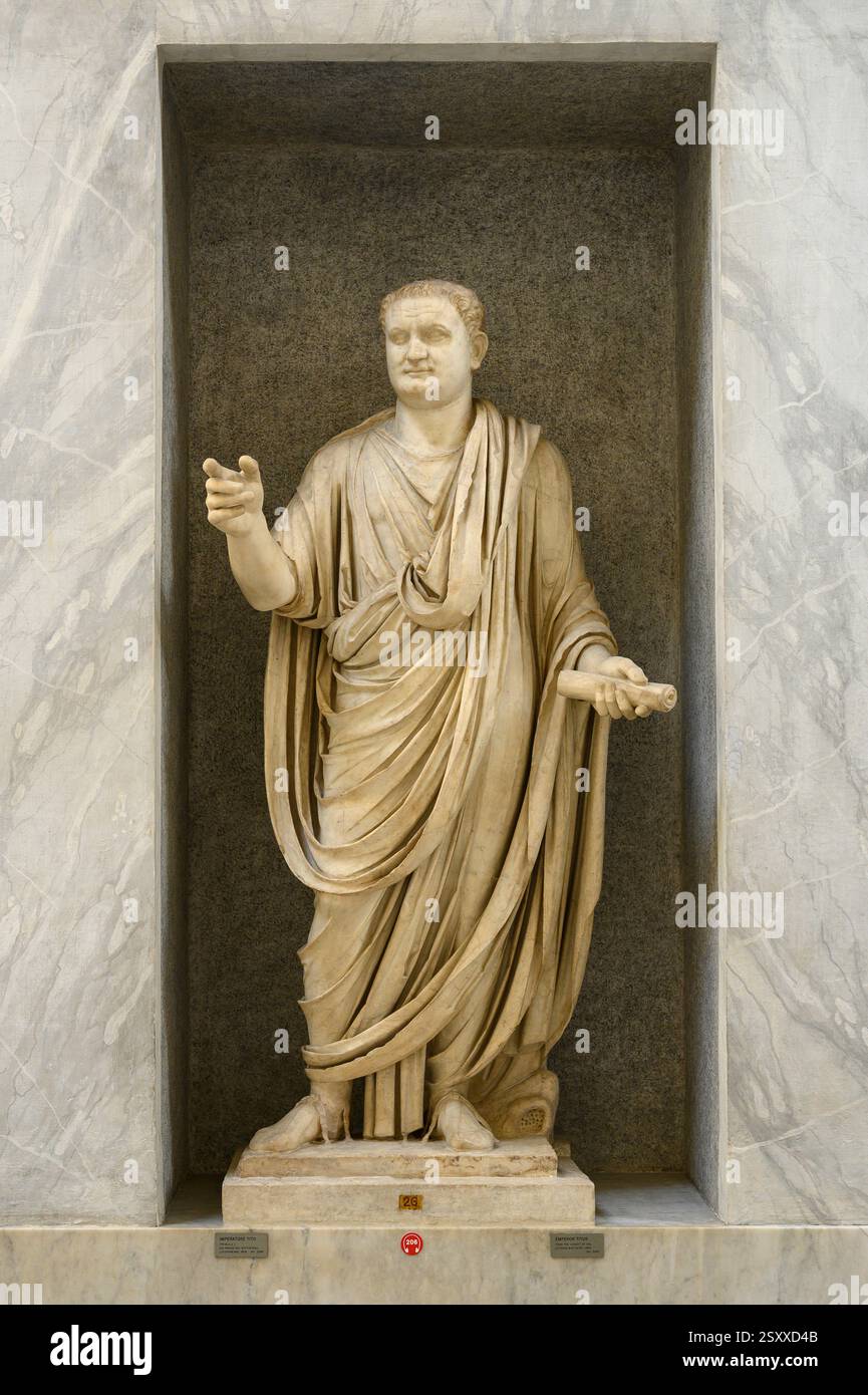 Rome. Italy. Statue of Roman Emperor Titus (39-81 A.D), Braccio Nuovo ...
