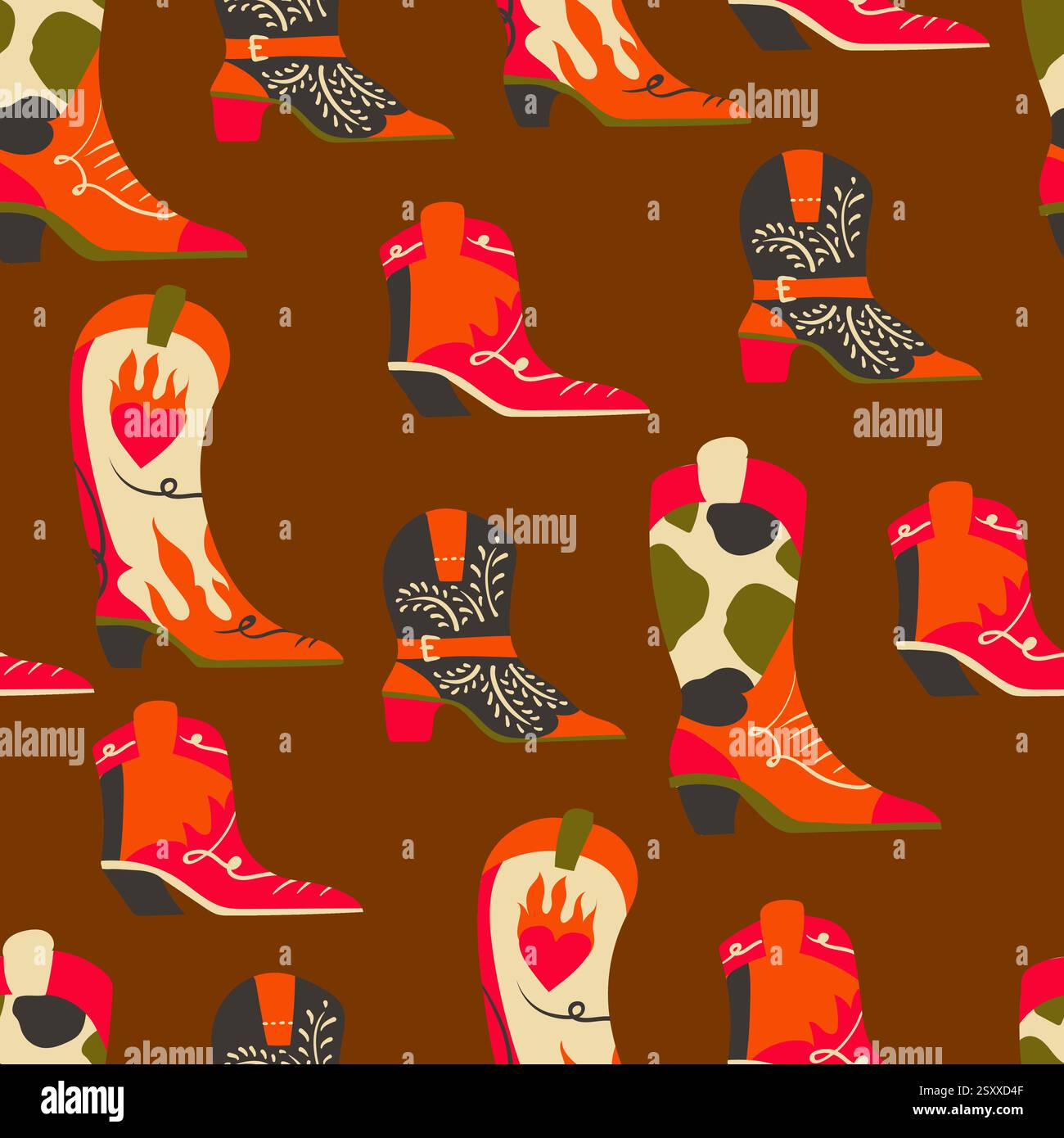 Seamless pattern with Americans cowboy boots. Vector Stock Vector Image & Art - Alamy