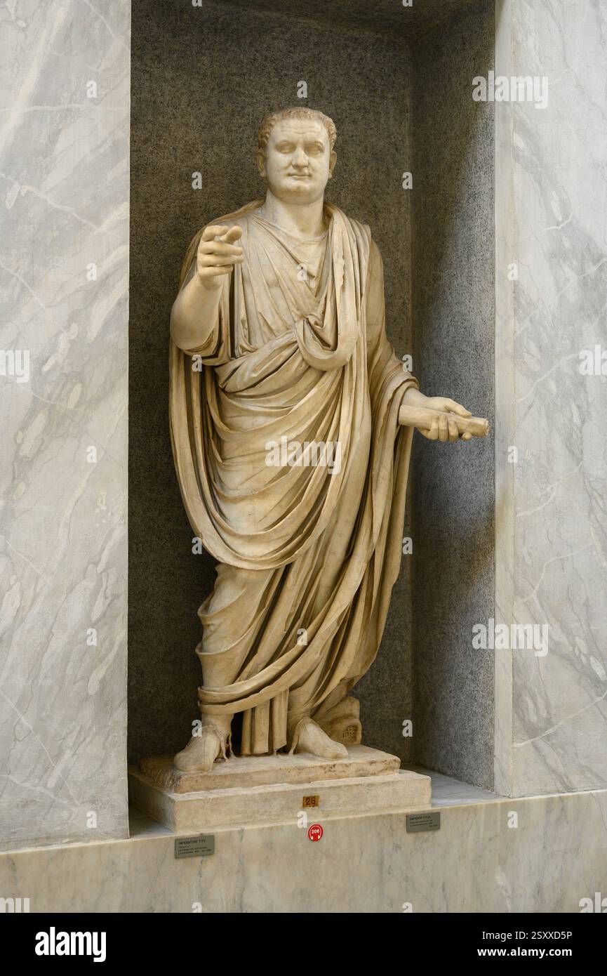 Rome. Italy. Statue of Roman Emperor Titus (39-81 A.D), Braccio Nuovo ...