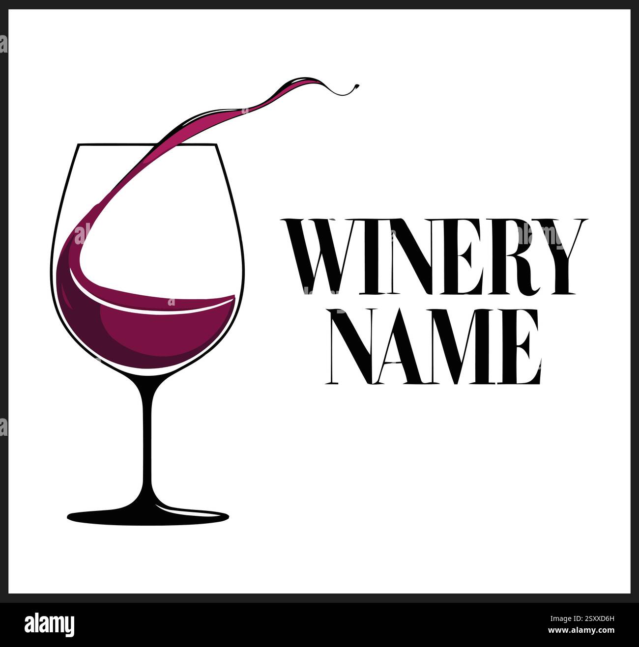 Modern Winery Name Design with Poured Wine Graphic Stock Vector Image ...