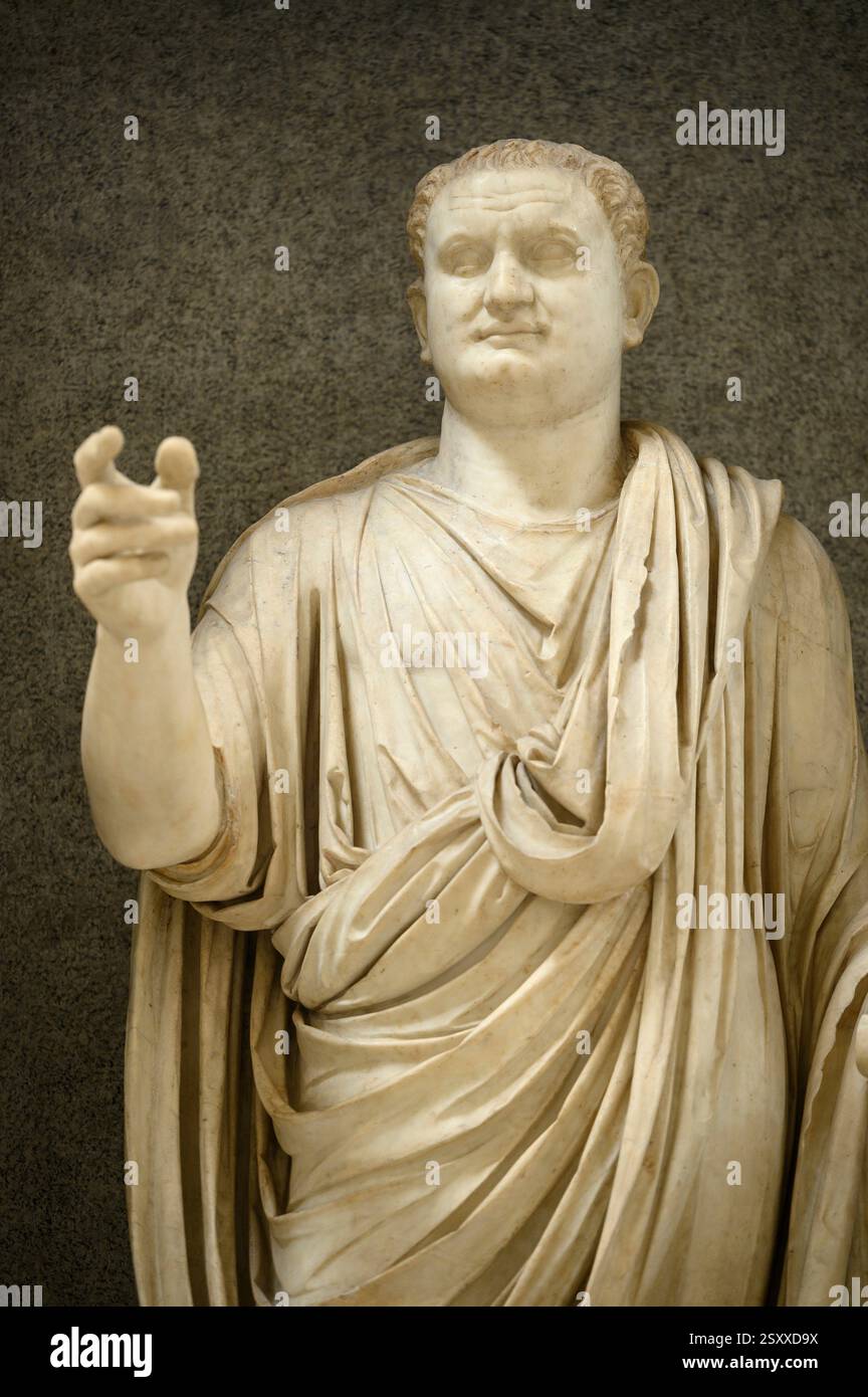 Rome. Italy. Statue of Roman Emperor Titus (39-81 A.D), Braccio Nuovo ...
