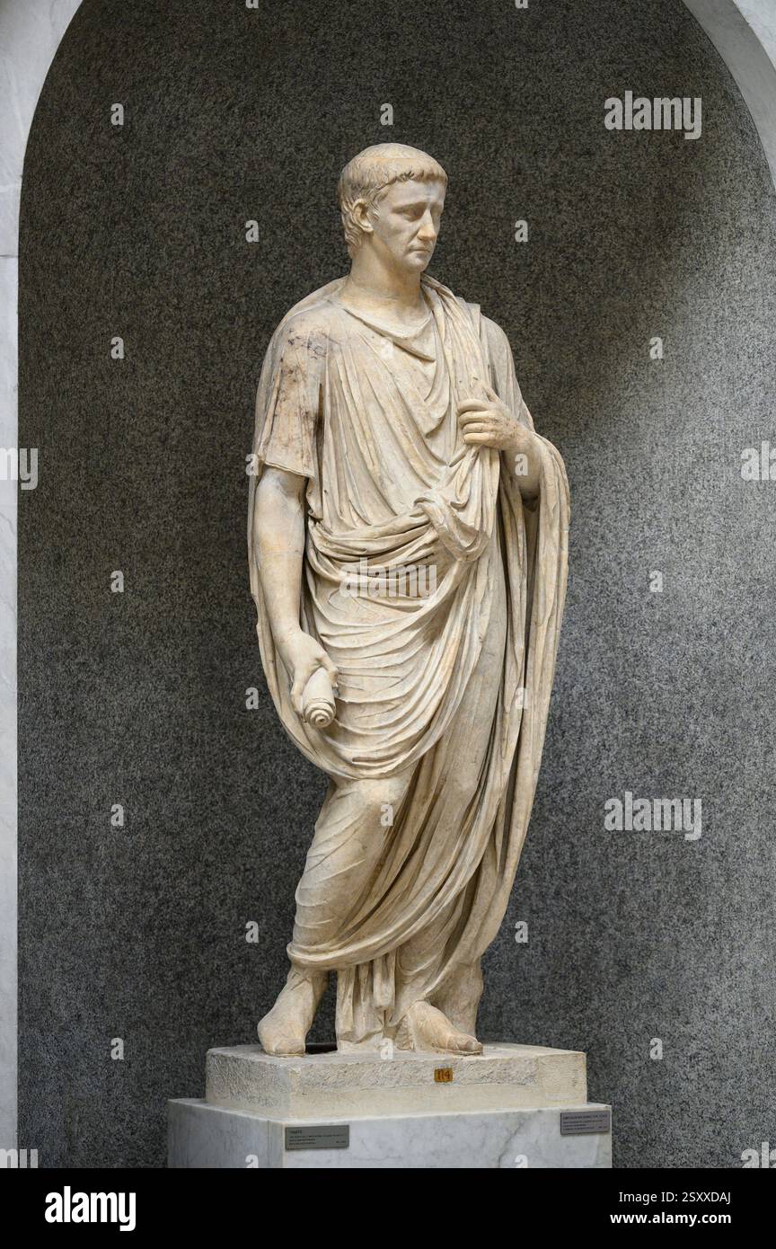 Rome. Italy. Statue of Roman Emperor Claudius (41-54 A.D.) wearing the ...