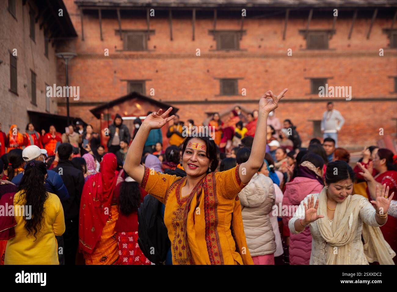 Kathmandu, Nepal. 26th Feb, 2025. A devotee seen dancing on the ...
