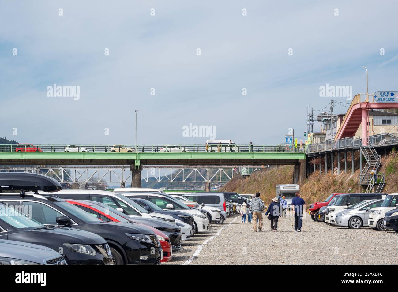 View of a parking lot on the way to Mount Yoshino Hiking trails in ...