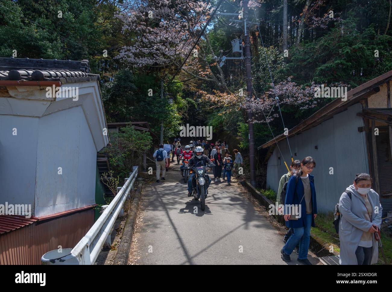 View of tourists at the Mount Yoshino Hiking trails captured during the ...