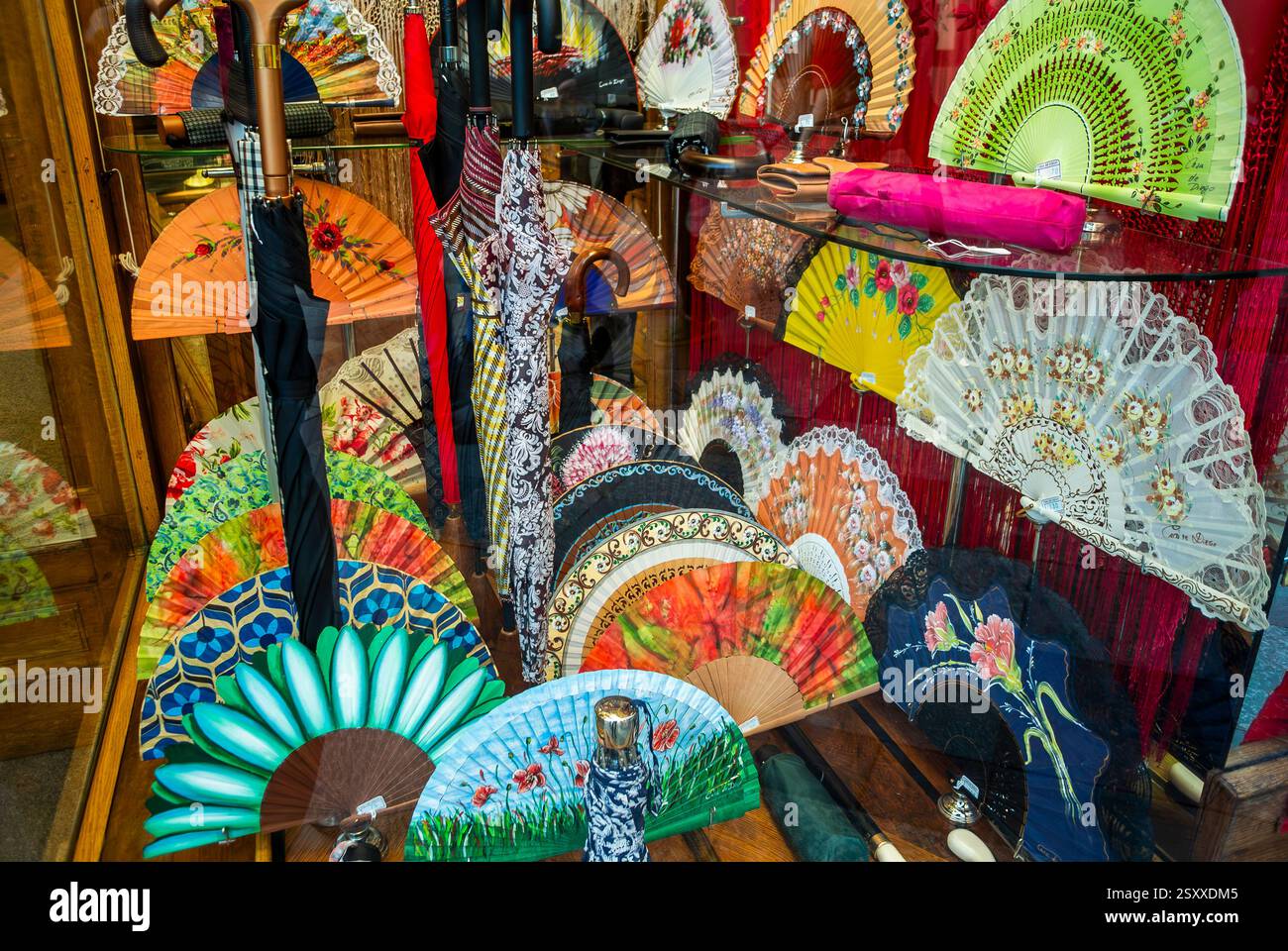 Madrid, Spain, Close Up, Local Objects, Fans, in Shop Window, "Casa de ...