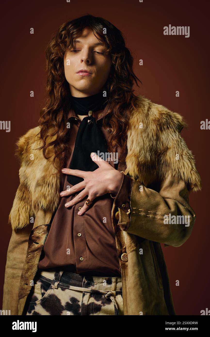 A stylish man flaunts his unique fashion sense in an eye catching ...