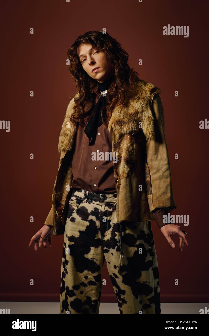 A young man showcases his unique fashion sense with flair in a creative ...