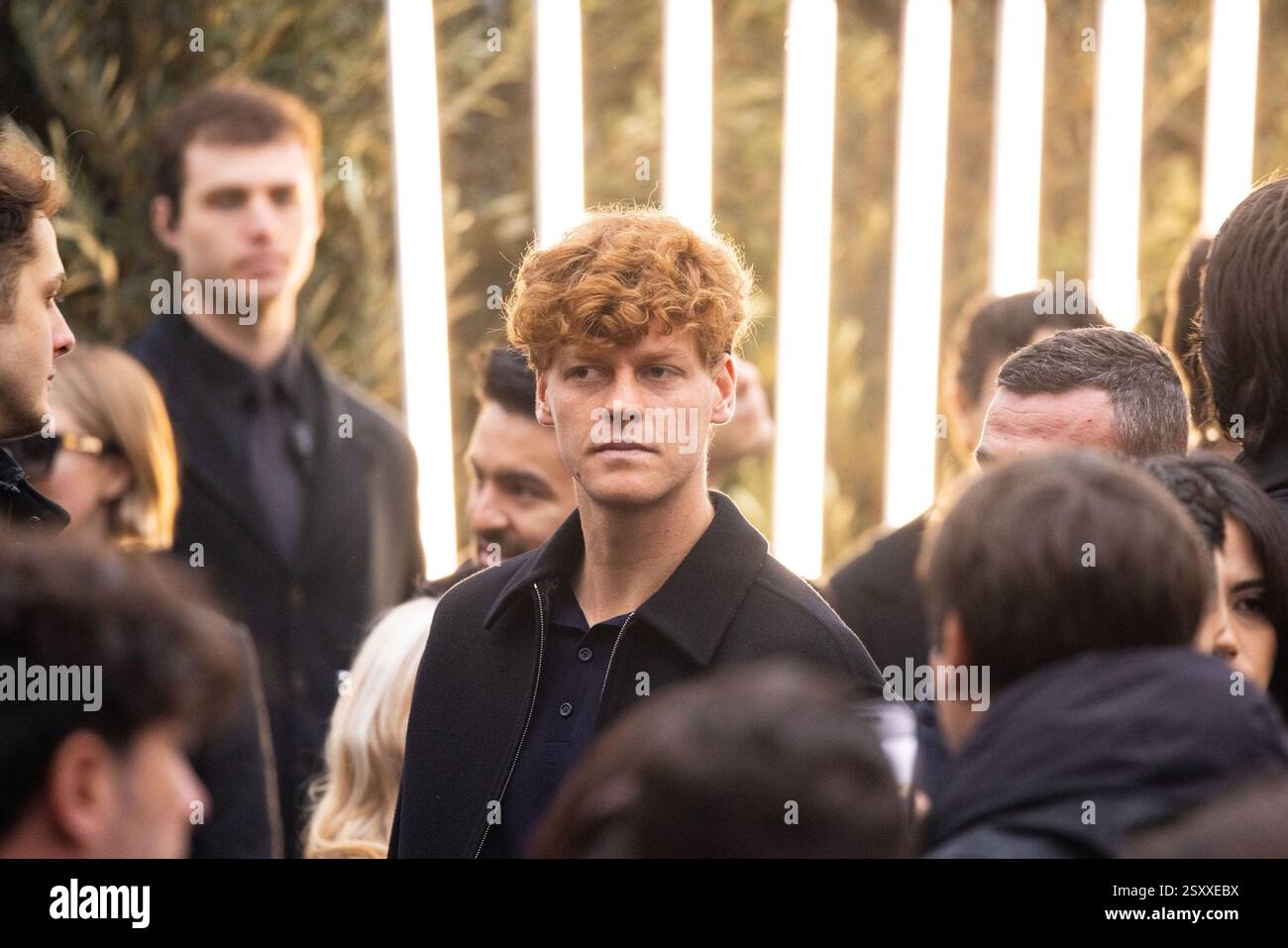 Milan, Italy. 25th Feb, 2025. Jannik Sinner is seen leaving the Gucci ...