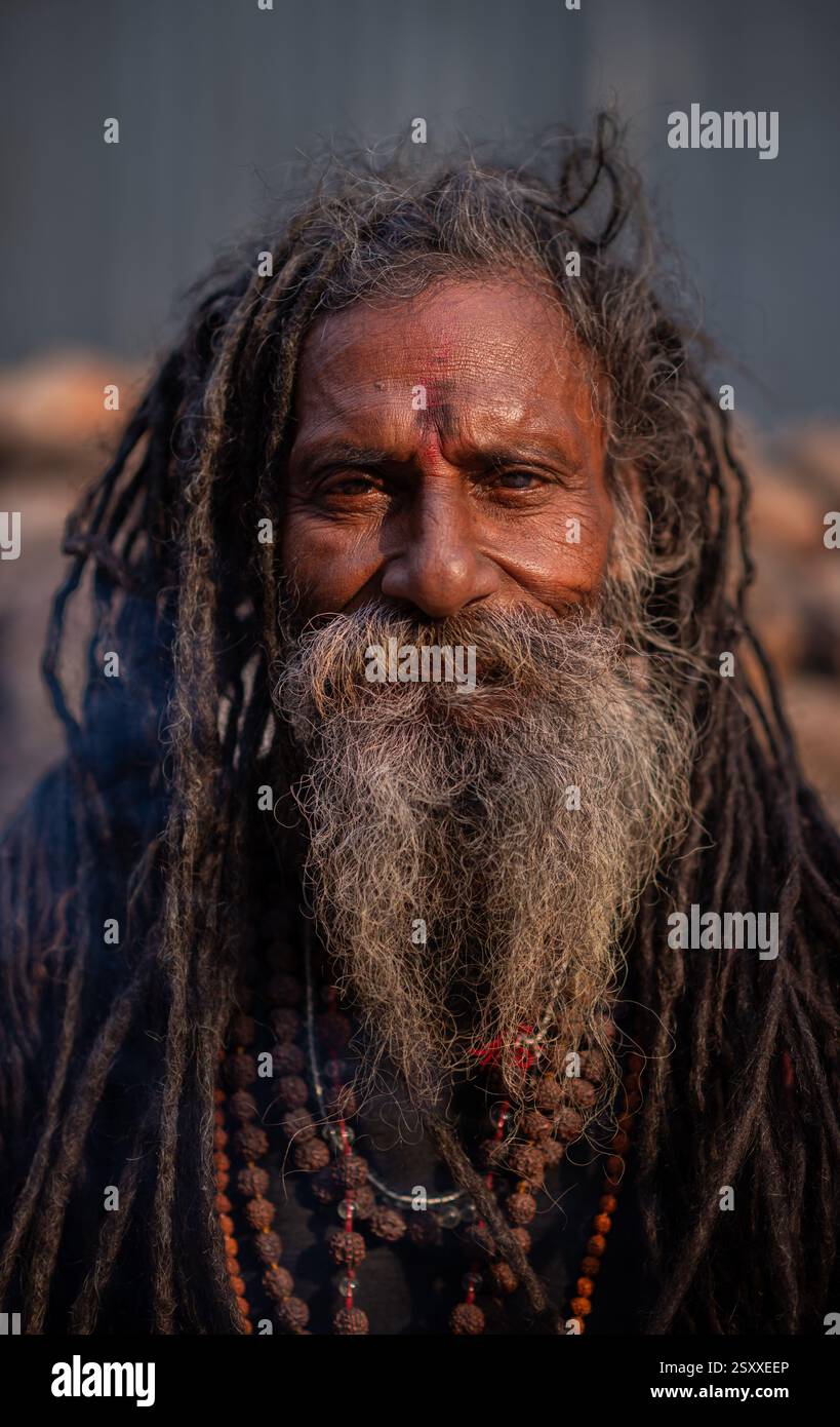 Kathmandu, Nepal. 26th Feb, 2025. A holy man or sadhus poses for a ...