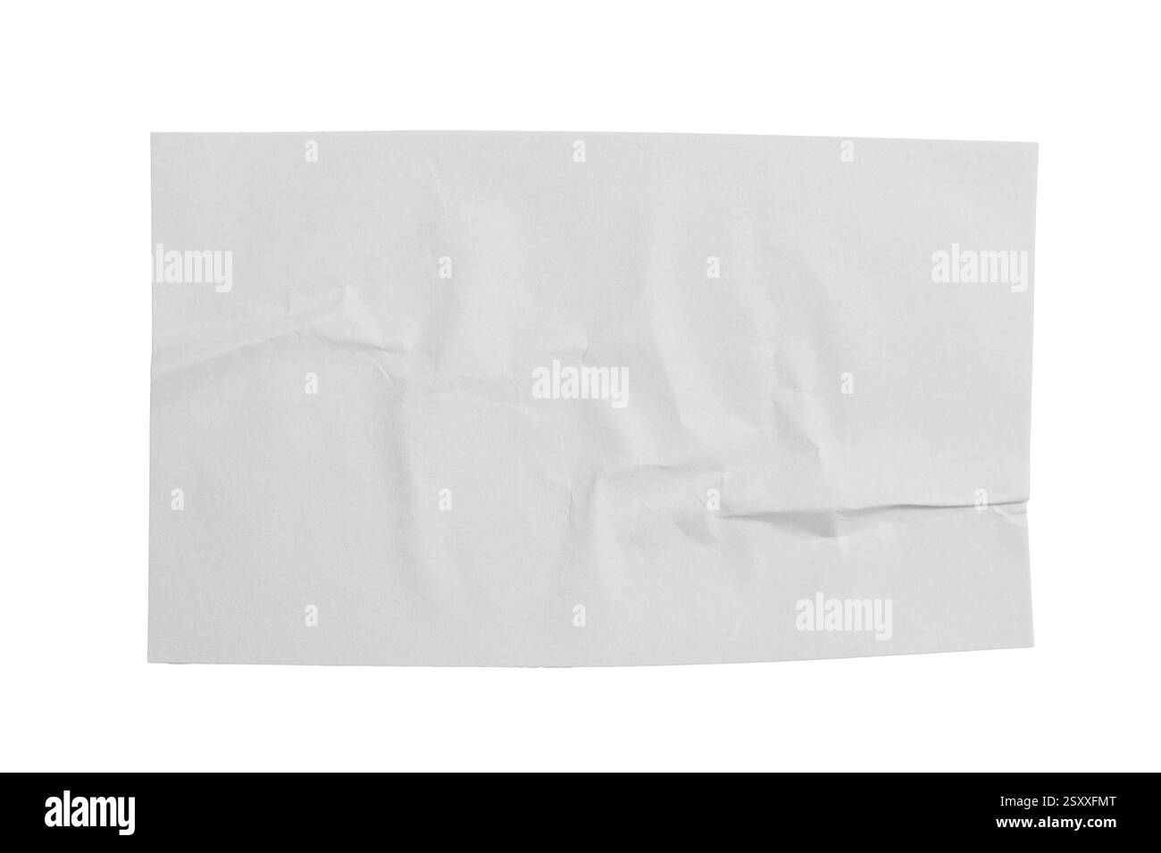 Crumpled white paper empty sticker poster mockup with glued texture ...