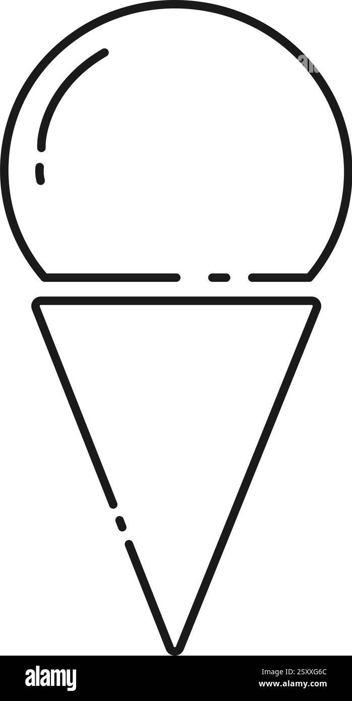 Ice cream cone. Ice cream scoop in waffle triangular cup linear Icon ...