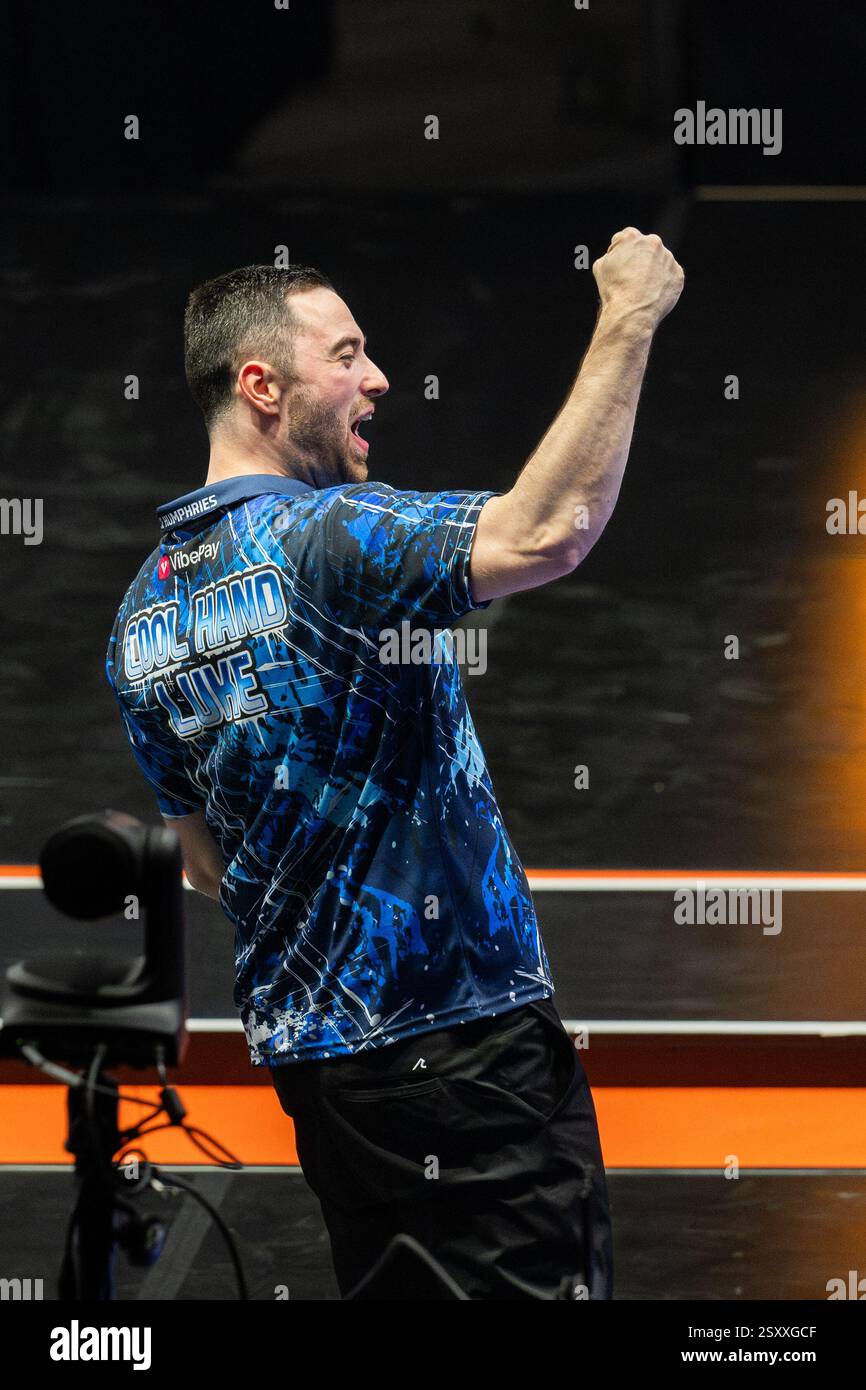 Luke Humphries aka Cool Hand Luke (England) jubelt nach seinem ...