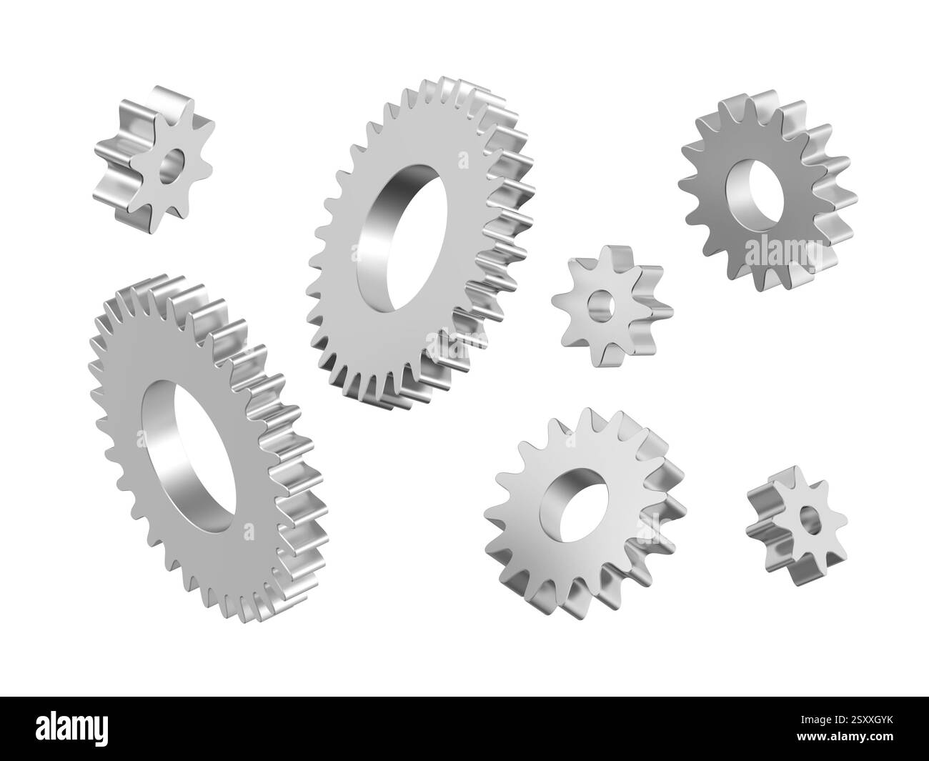 Gears isolated on white background. 3d illustration Stock Photo - Alamy