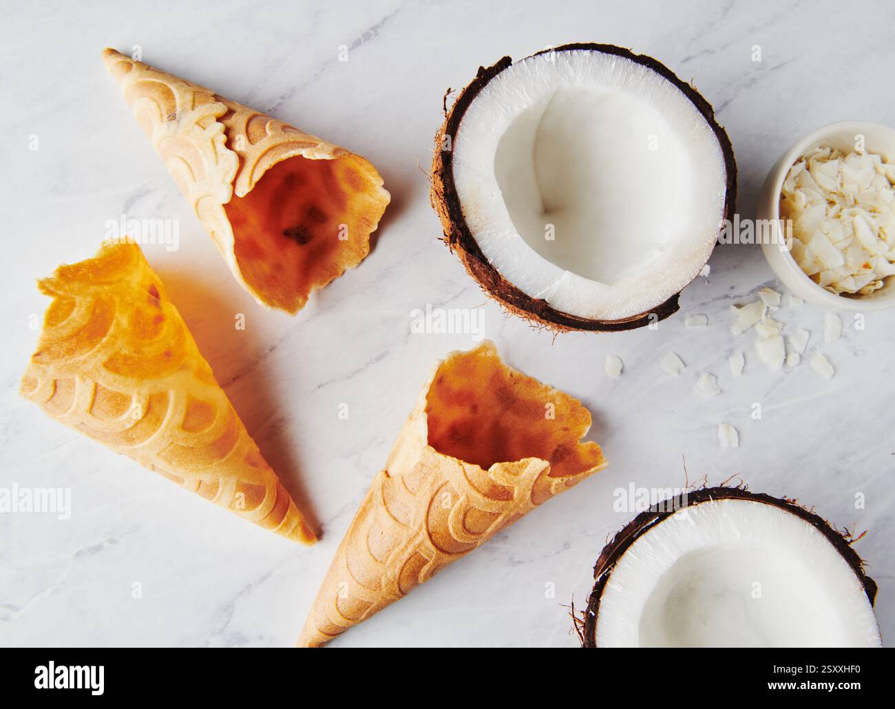 Ice cream cones with coconut Stock Photo - Alamy