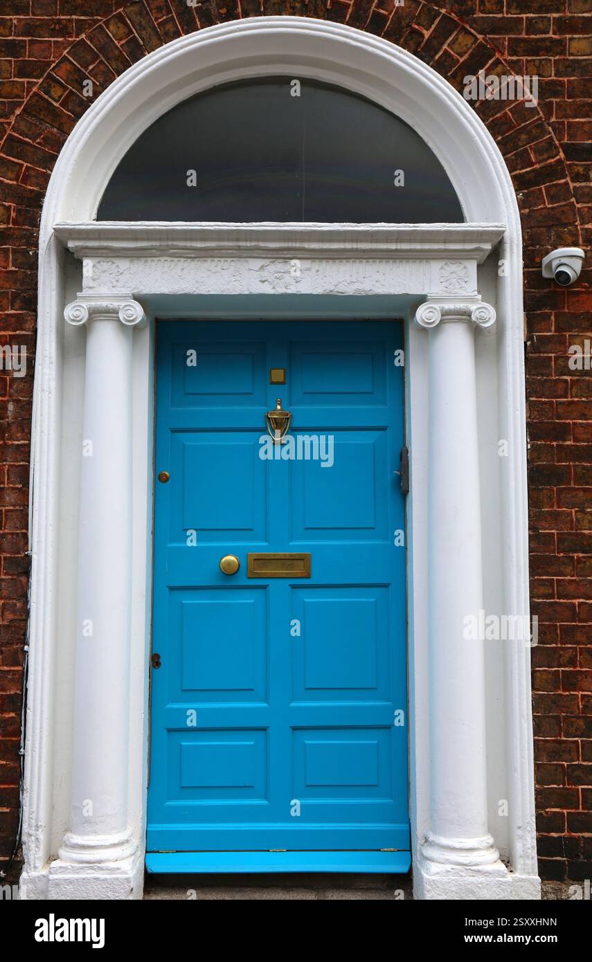 Georgian blue door in Wilton Place in Dublin city, Ireland. Georgian ...