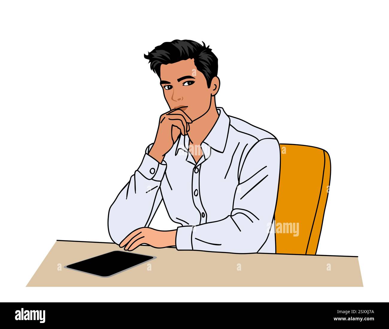 Tablet computer on desk Stock Vector Images - Alamy