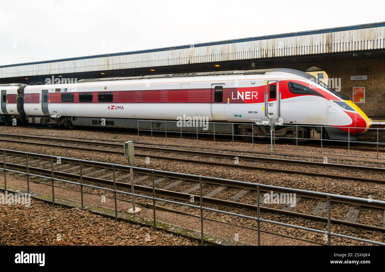London North Eastern Railway LNER, British Rail Class 801 Azuma train at Lincoln station ...