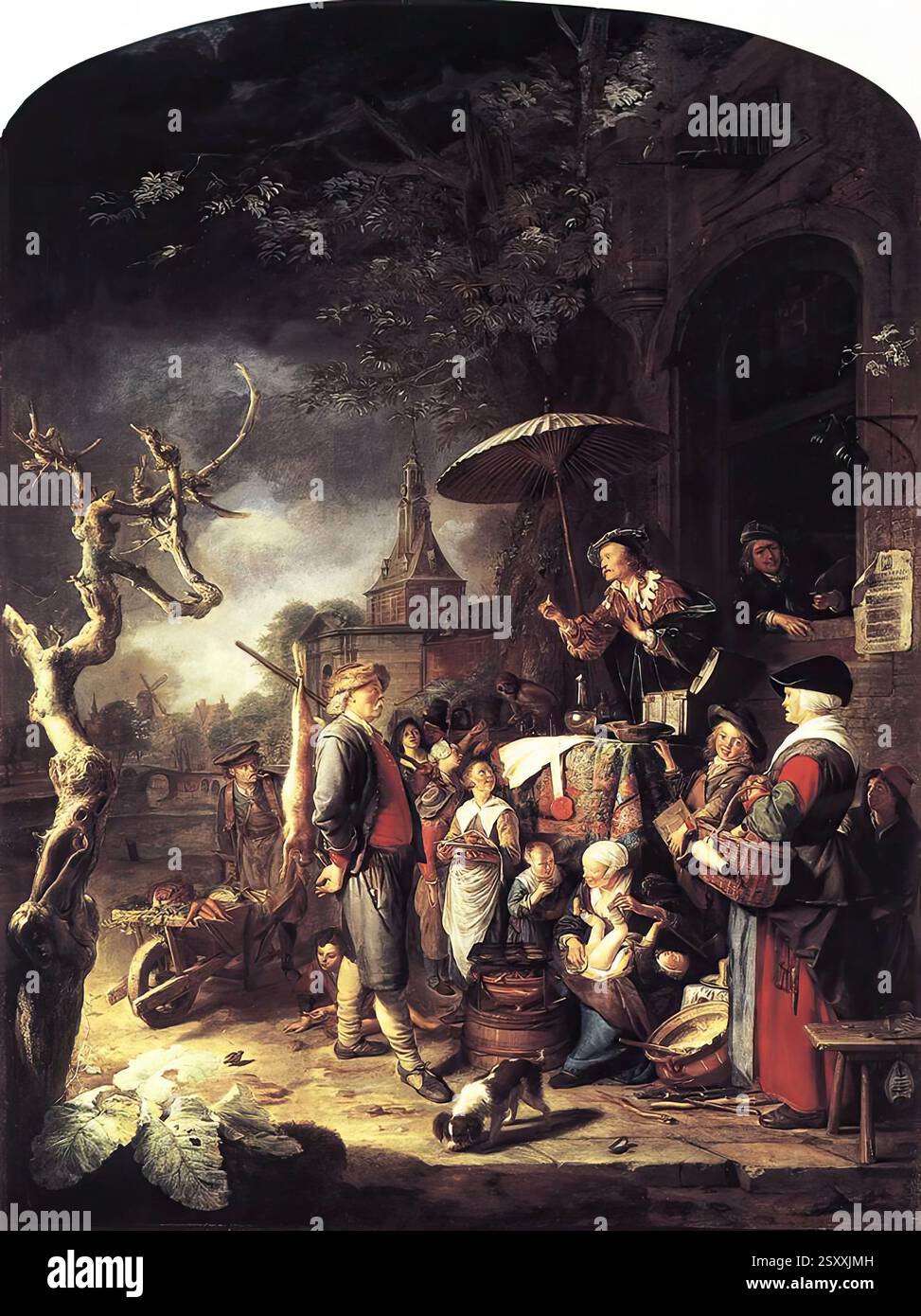 DOU, Gerrit (b. 1613, Leiden, d. 1675, Leiden) The Quack 1652 Oil on ...