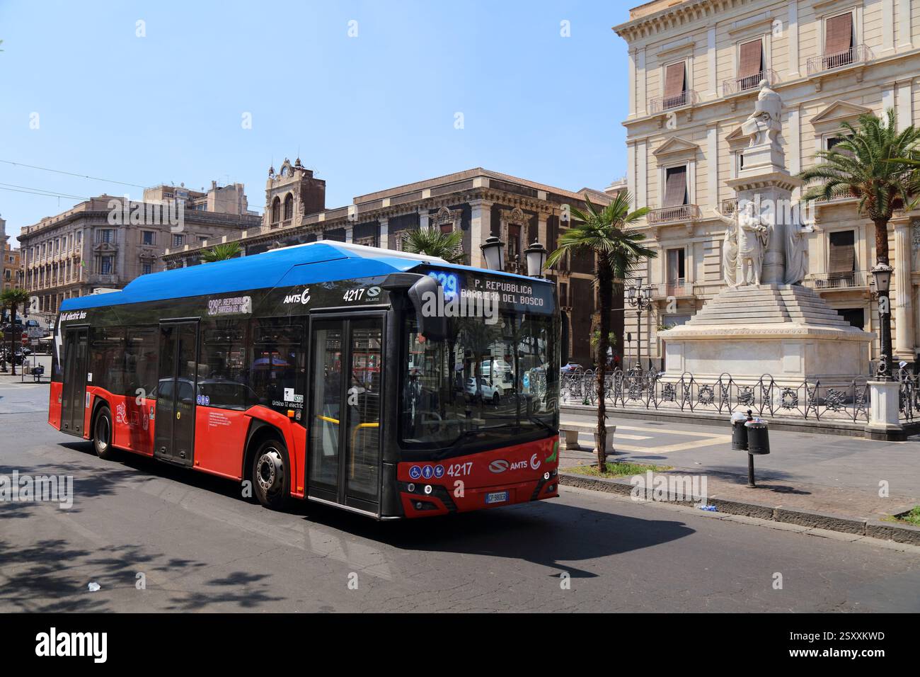 CATANIA, ITALY - AUGUST 7, 2024: Electric city bus in Corso Sicilia ...
