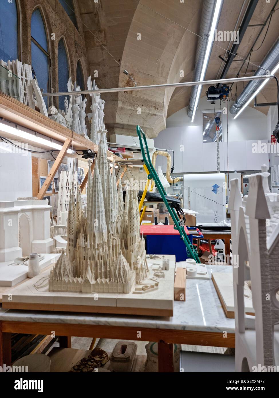 Plaster model of the Basilica of the Sagrada Familia in the masters ...