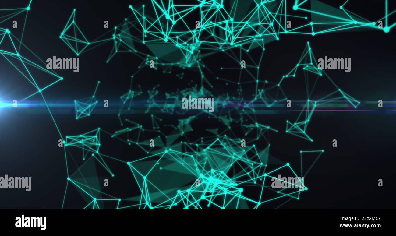 Abstract geometric shapes and light burst image over dark background ...