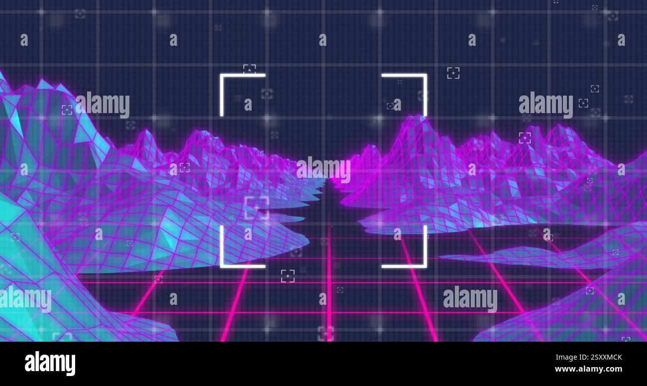 Image of scope scanning over digital mountains Stock Photo - Alamy